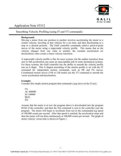 Application Note #3312 - Galil