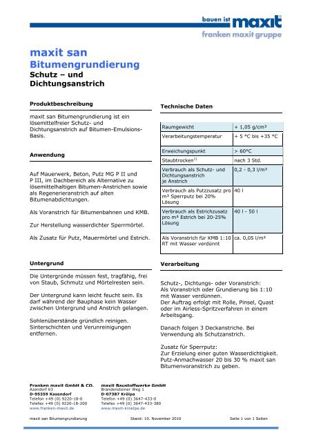 maxit san Bitumengrundierung - bei Franken Maxit