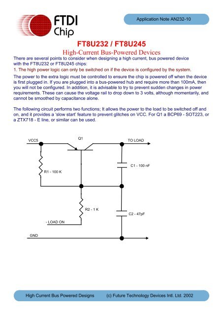 High-Current Bus-Powered Devices - FTDI