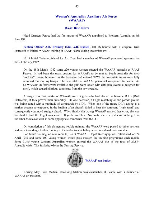 Women's Australian Auxiliary Air Force (WAAAF) - FuturePD