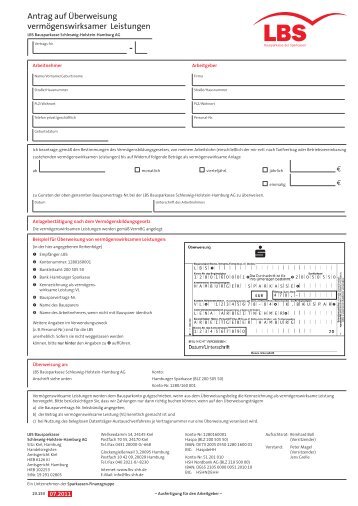 Antrag auf Überweisung vermögenswirksamer Leistungen nach - Bhw
