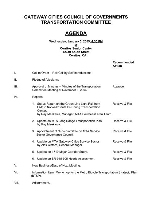 AGENDA - Gateway Cities Council of Governments