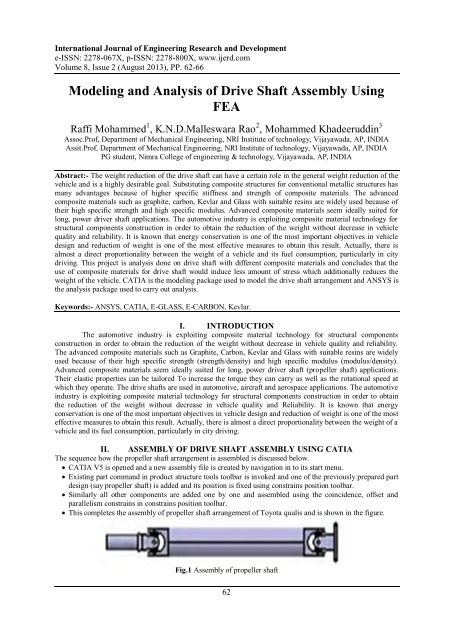 Modeling and Analysis of Drive Shaft Assembly Using FEA