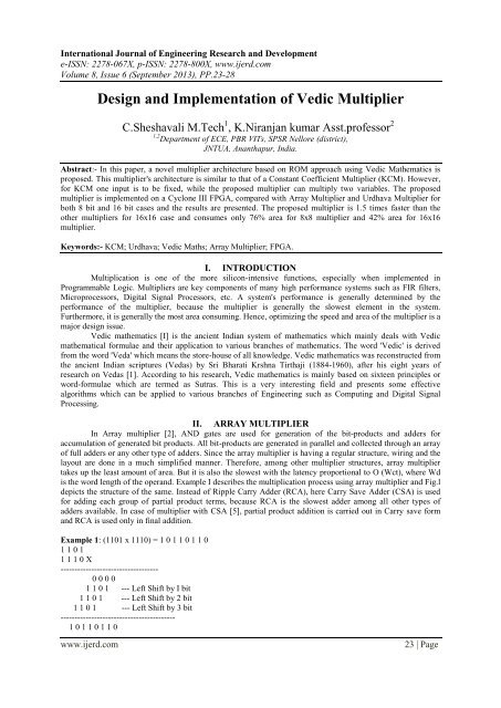 Design and Implementation of Vedic Multiplier