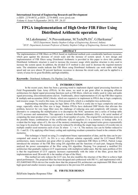 fir filter design based on fpga pdf