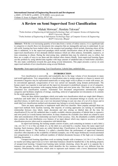 A Review on Semi Supervised Text Classification