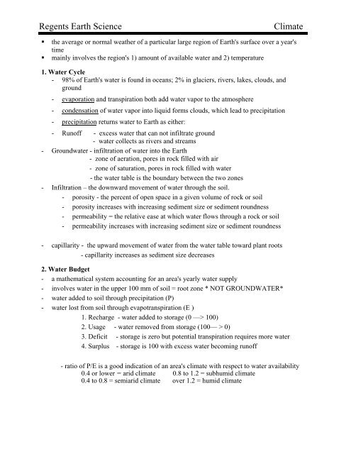 Regents Earth Science Climate