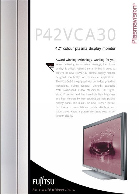 42“ colour plasma display monitor - Fujitsu General UK