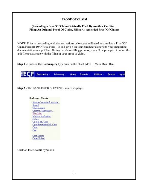 PROOF OF CLAIM (Amending a Proof Of Claim Originally Filed By ...