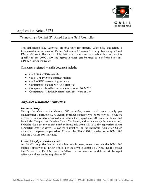 Application Note #5425 - Galil