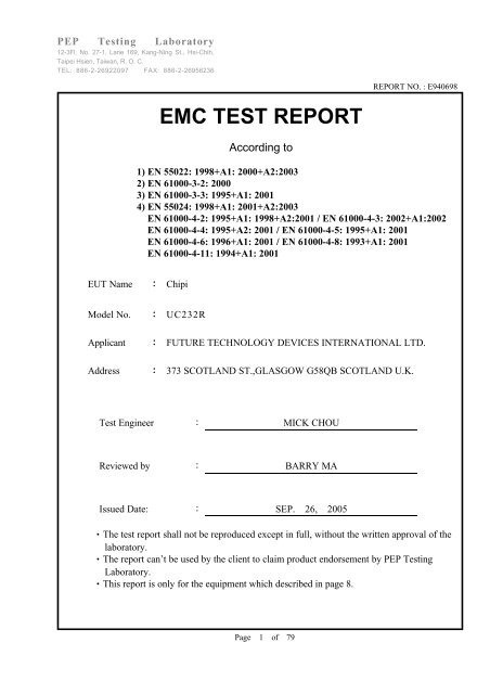EMC TEST REPORT - FTDI