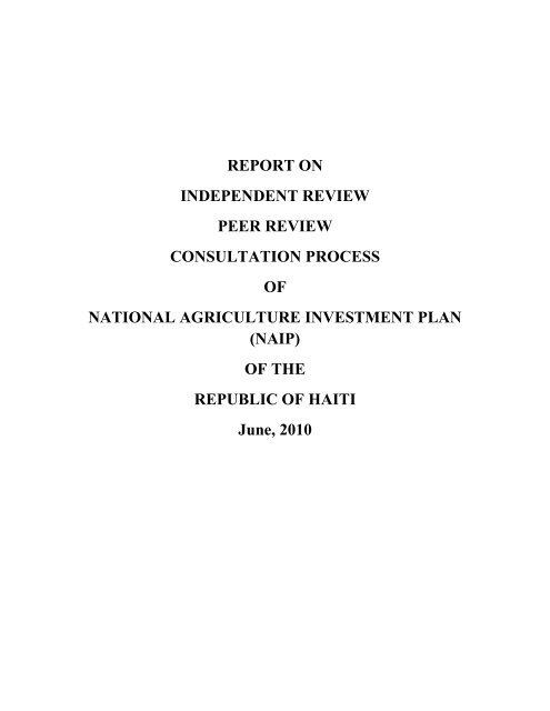 REPORT ON INDEPENDENT REVIEW PEER REVIEW ... - GAFSP