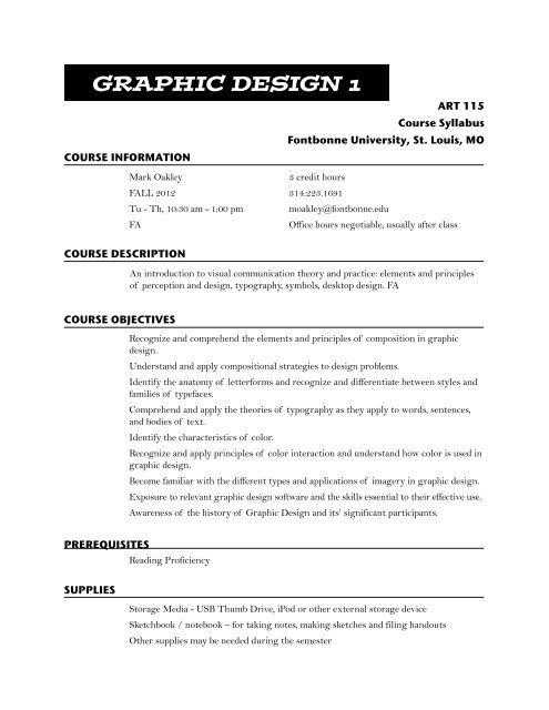 ART 115 Graphic Design I - Fontbonne University