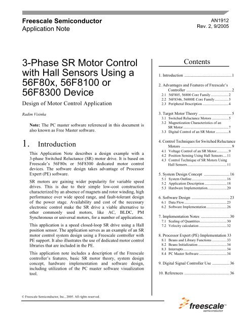 3-Phase SR Motor Control with Hall Sensors Using a ... - Freescale
