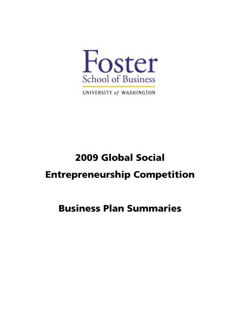 2009 Global Social Entrepreneurship Competition Business Plan ...