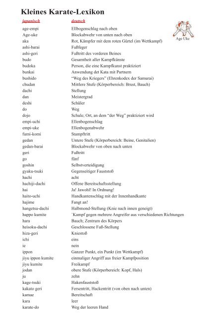 Kleines Karate-Lexikon - Karate-dojo-rheinau.de
