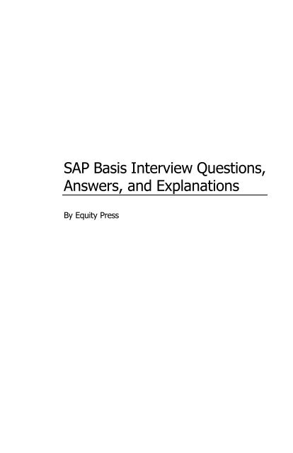 SAP Basis Interview Questions, Answers, and ... - SAP Techies