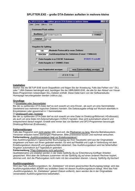 Programmbeschreibung - DTAfit.de