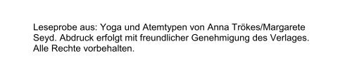 Yoga und Atemtypen von Anna Trökes/Margarete Seyd ... - PranaHaus