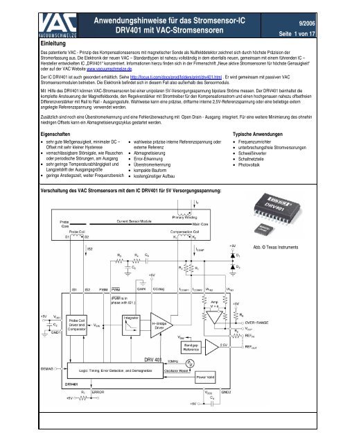 Anwendungshinweise zum DRV401