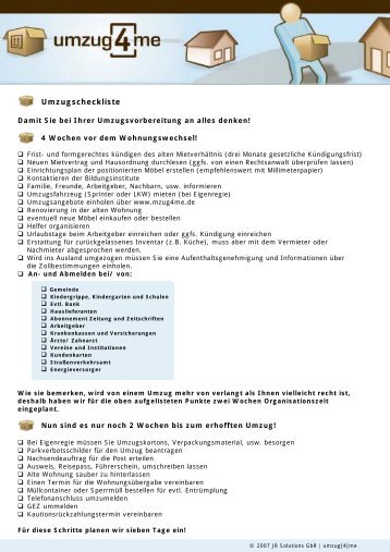 Ihre Umzugscheckliste