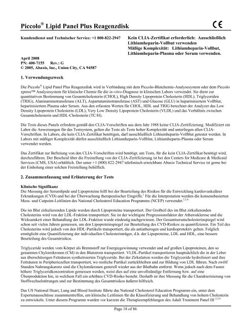 Piccolo® Lipid Panel Plus Reagent Disc - Abaxis