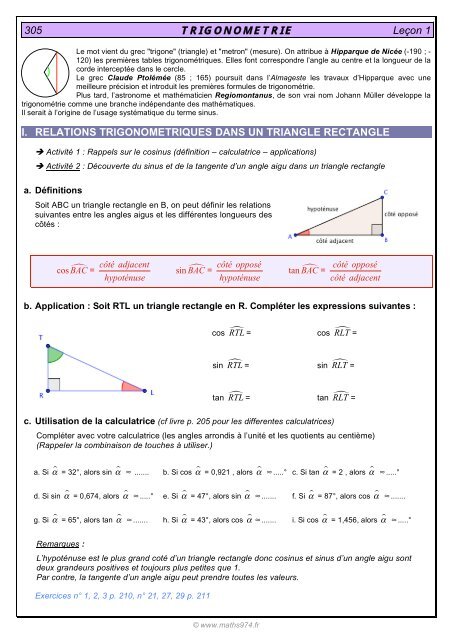 1 Démonstrations du formulaire de trigonométrie - Free