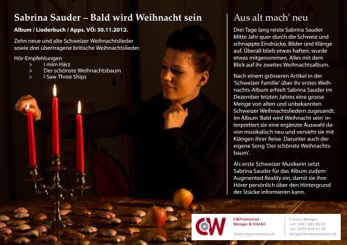 Infosheet zum Album. - Sabrina Sauder