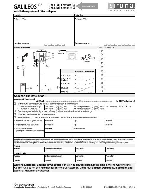 GALILEOS - Sirona Support