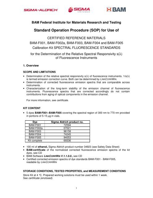 Standard Operation Procedure (SOP) for Use of - Sigma-Aldrich