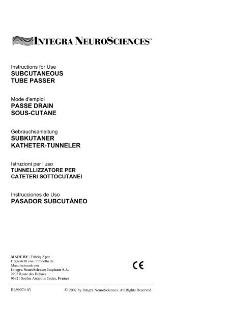 Instructions for Use - Integra LifeSciences