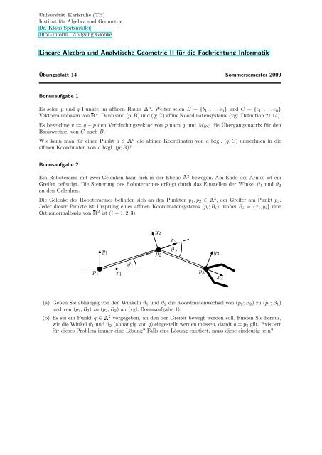 Lineare Algebra Und Analytische Geometrie Ii Für Die Fachrichtung