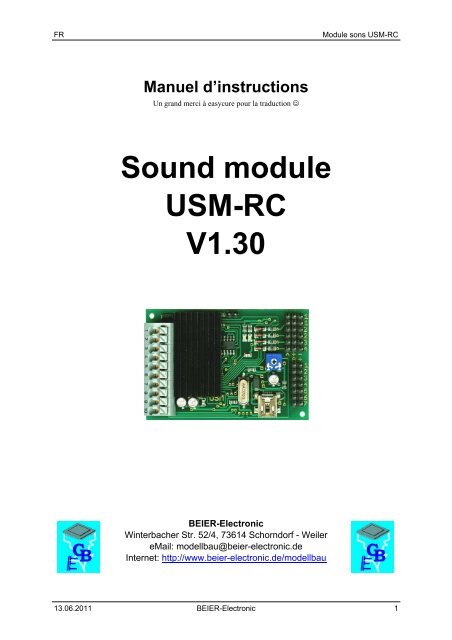 Sound module USM-RC V1.30 - Beier-Electronic