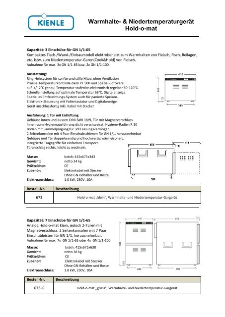 Warmhalte- & Niedertemperaturgerät Hold-o-mat