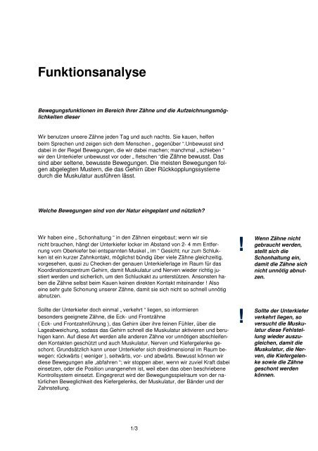 Funktionsanalyse - Zahnärztin Dr. med. Annegret Schultze