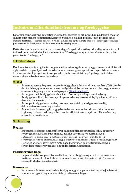 Indsatsområdet Sundhedsfremme og forebyggelse - Region Sjælland
