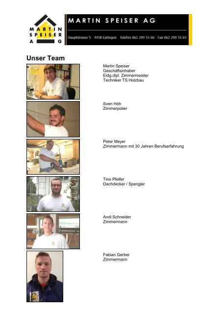 Unser Team - Martin Speiser AG
