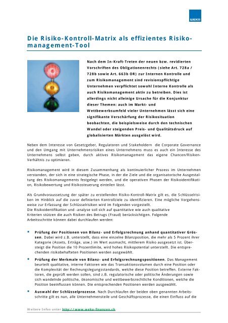 Die Risiko-Kontroll-Matrix als effizientes Risiko ... - Interne Kontrolle