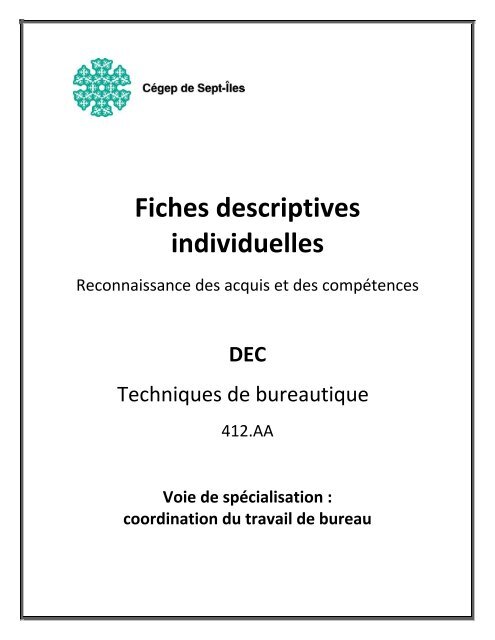 Fiches descriptives individuelles DEC 412.AA RAC