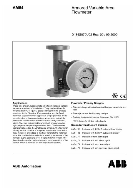 Armored Variable Area Flowmeter