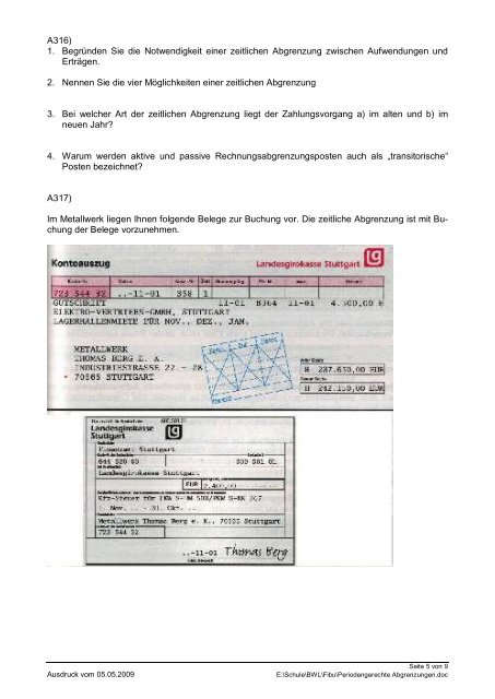 Aufgaben zu ARAP / PRAP A