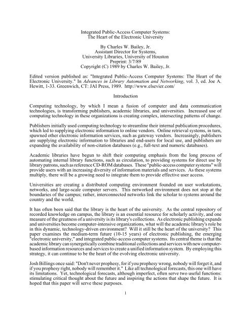 Integrated Public-Access Computer Systems - Digital Scholarship