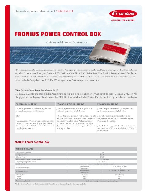 Fronius power control box - RenoSolar