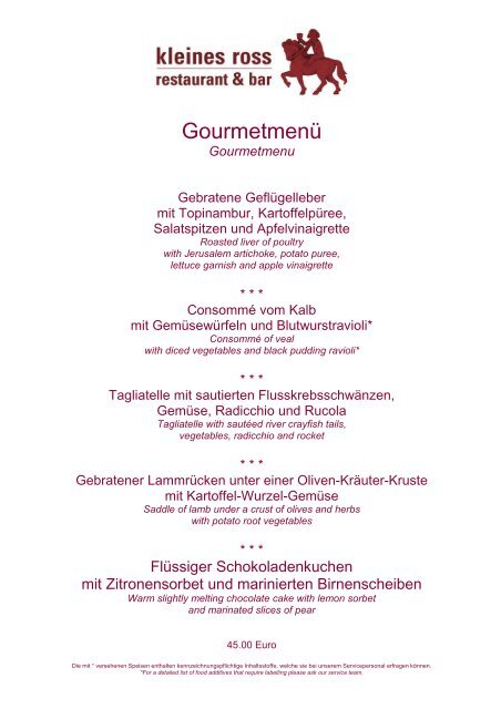 Speisekarte Deutsch-Engl. April 2010 - DORMERO Hotel Rotes Ross