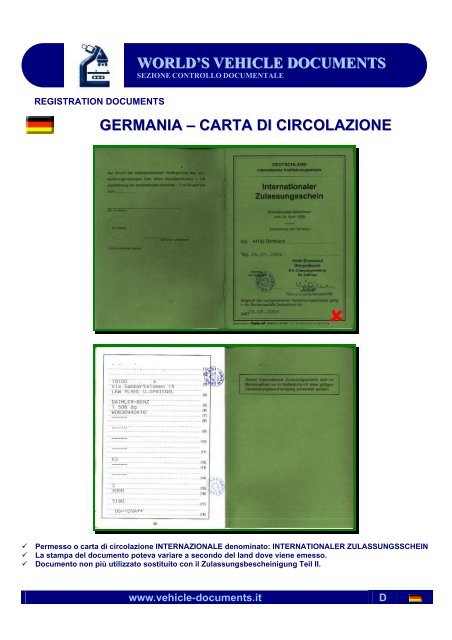 germania – carta di circolazione world's vehicle documents