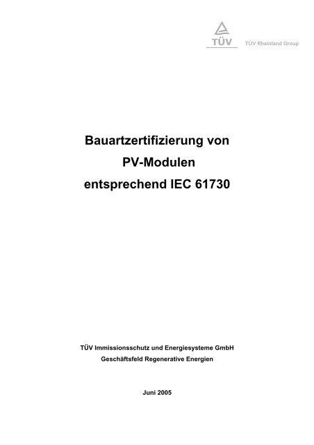 siehe PDF IEC 61730 - Renewable Energy Concepts