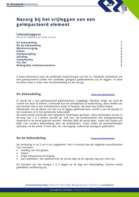 Nazorg bij het vrijleggen van een geïmpacteerd element