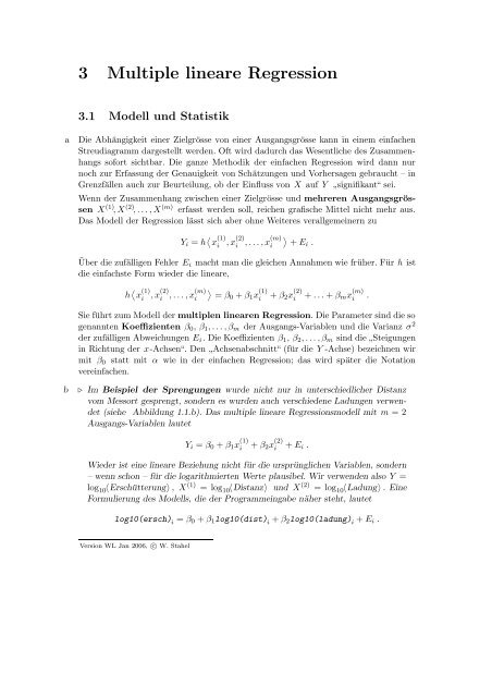 Multiple lineare Regression, mit Matrixalgebra (pdf)