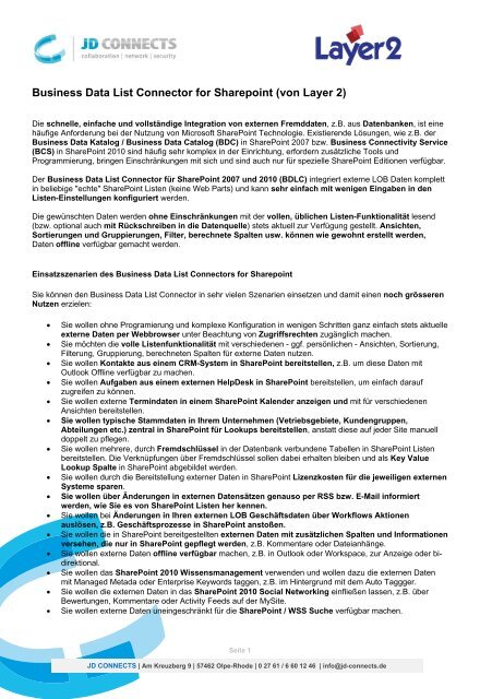 Business Data List Connector for Sharepoint (von Layer 2)