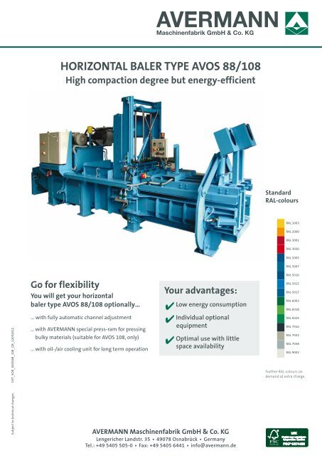 HORIZONTAL BALER TYPE AVOS 88/108 - Avermann ...